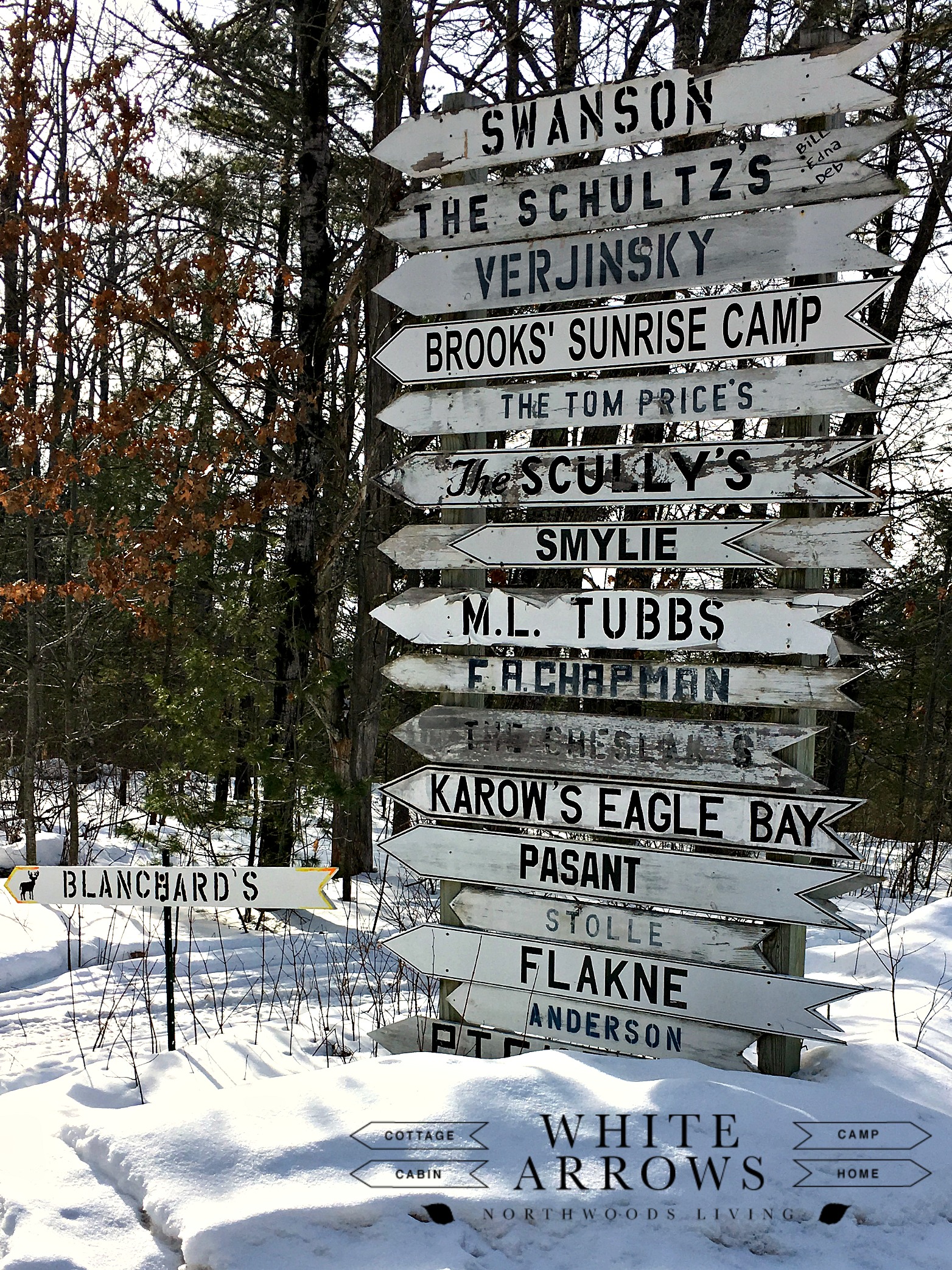 Northwoods White Arrow Signs Give Name to Lifestyle Blog