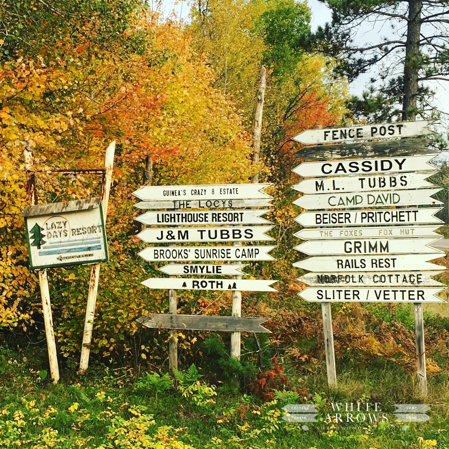 Northwoods White Arrow Signs Give Name to Lifestyle Blog