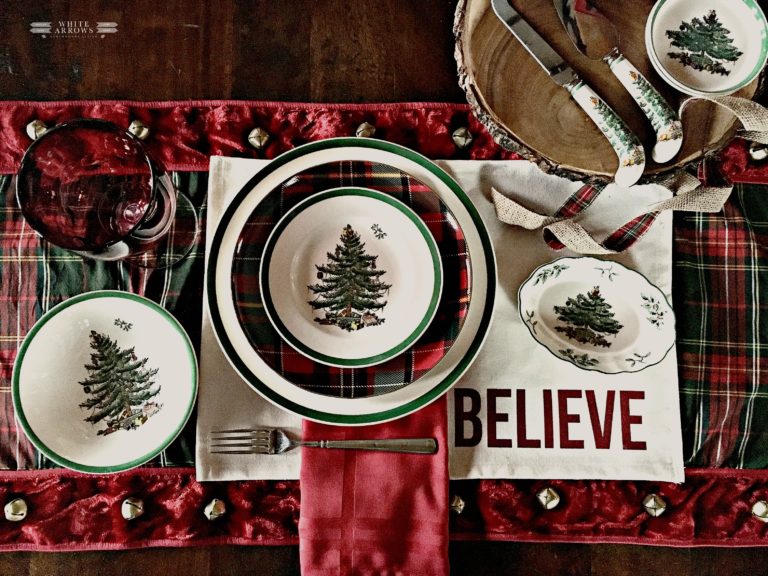 Setting a Holiday Table with Spode Christmas Tree China ~ White Arrows Home