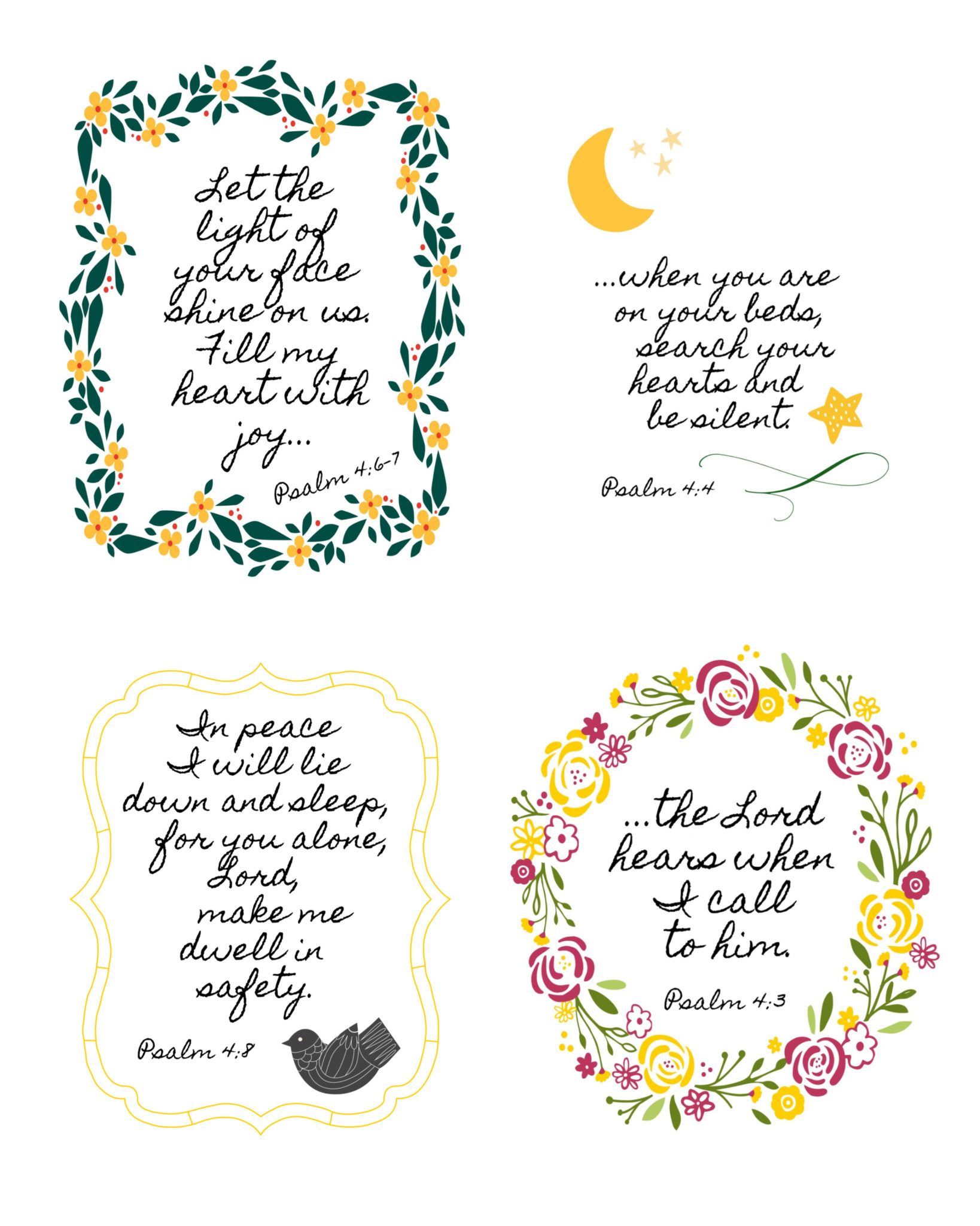 Pretty Bible Verse Printables- Psalm 4 ~ White Arrows Home