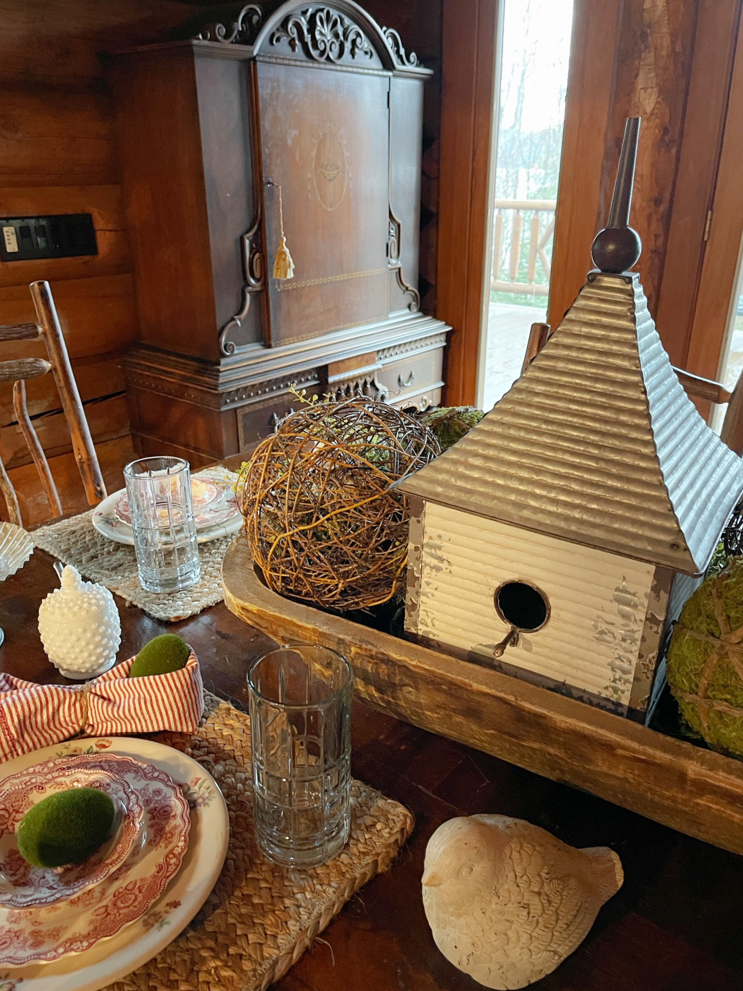 Spring Bird House Tablescape ~ White Arrows Home