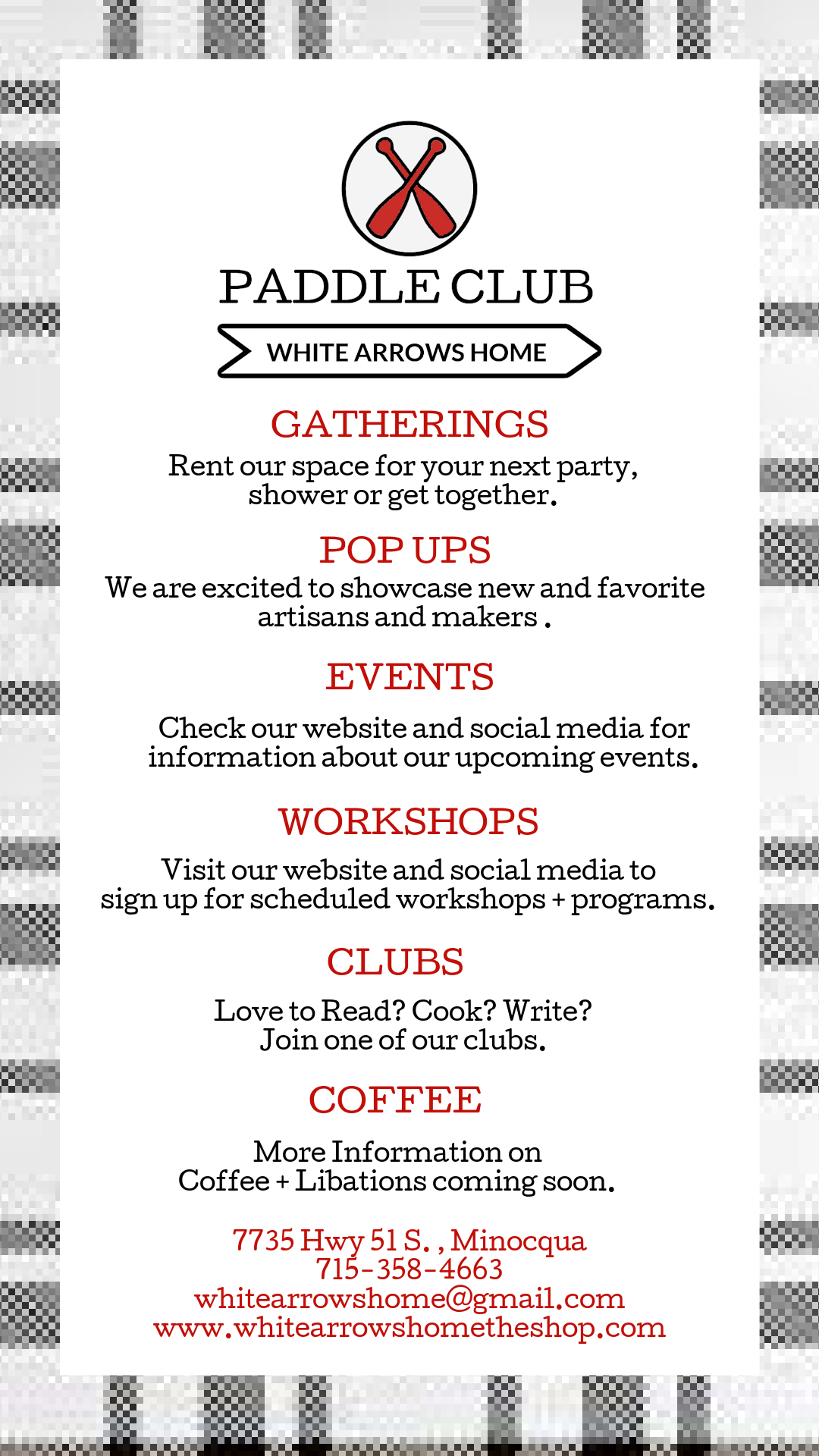 Workshops, Classes & Clubs at White Arrows Home's Paddle Club ~ White ...
